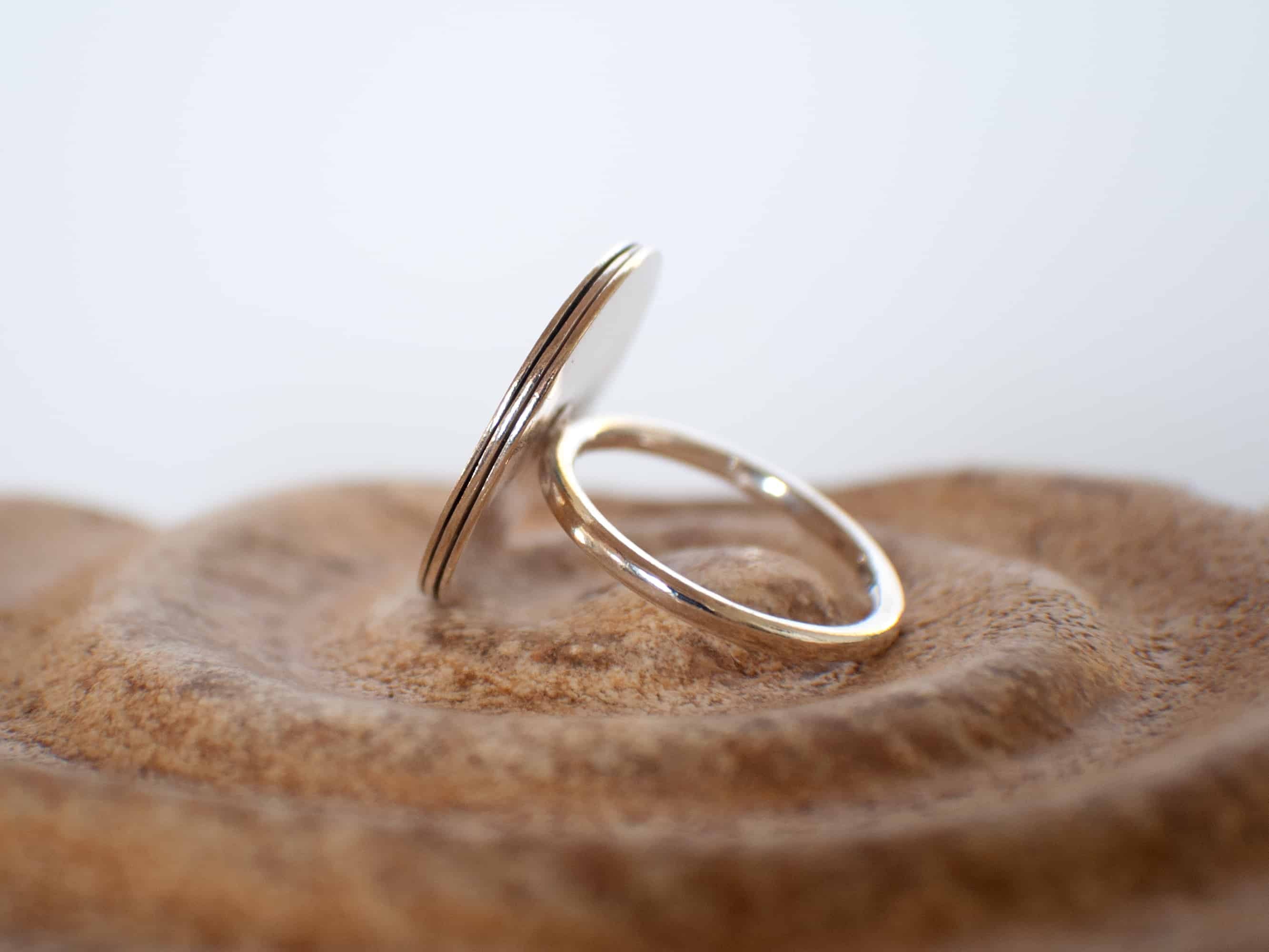 Silver Disc Ring Large Circle Statement Ring Organic - Etsy