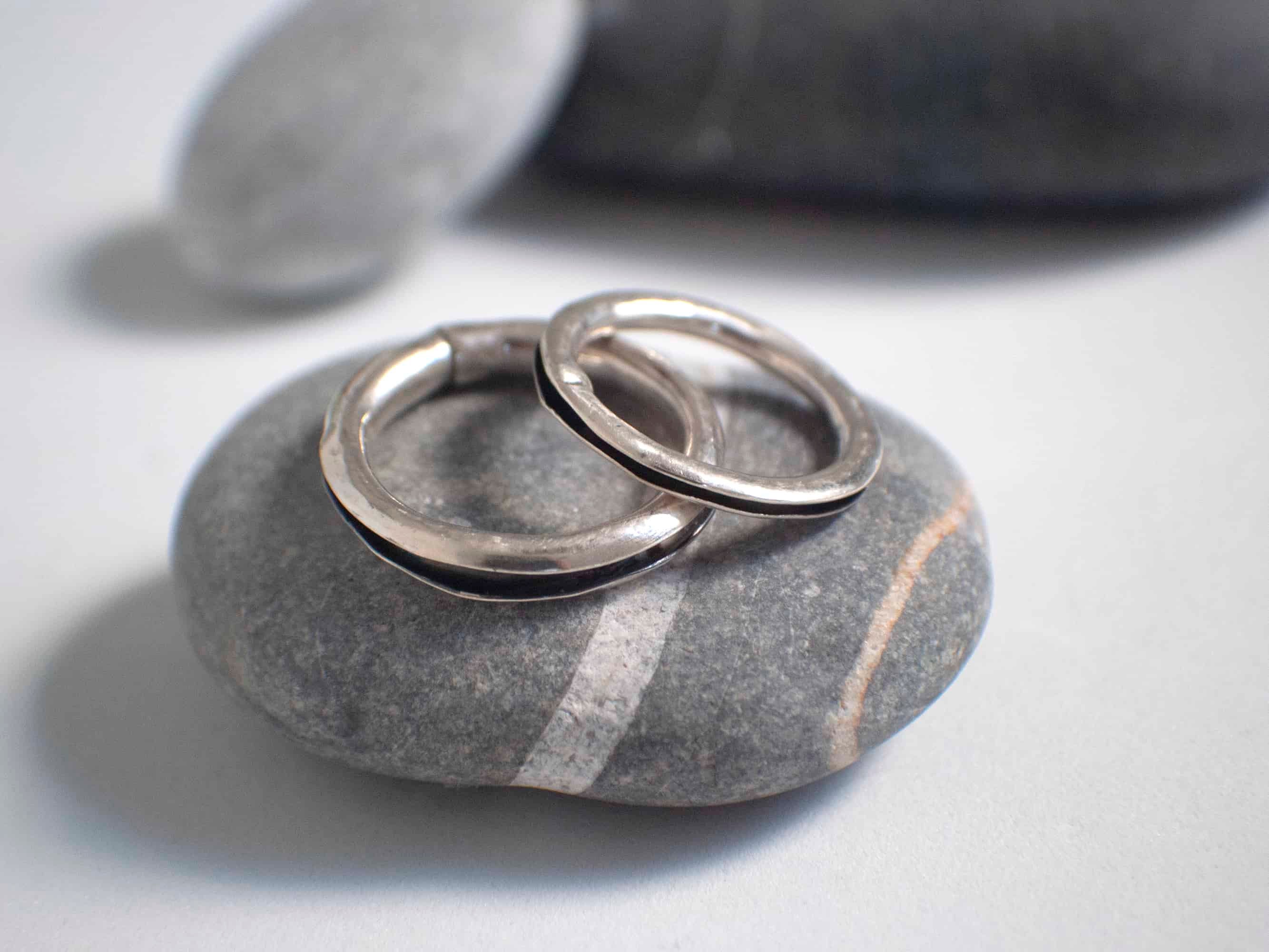 Silver Matching Rings Set , Couple Rings , Silver Black Chunky Ring Set ...
