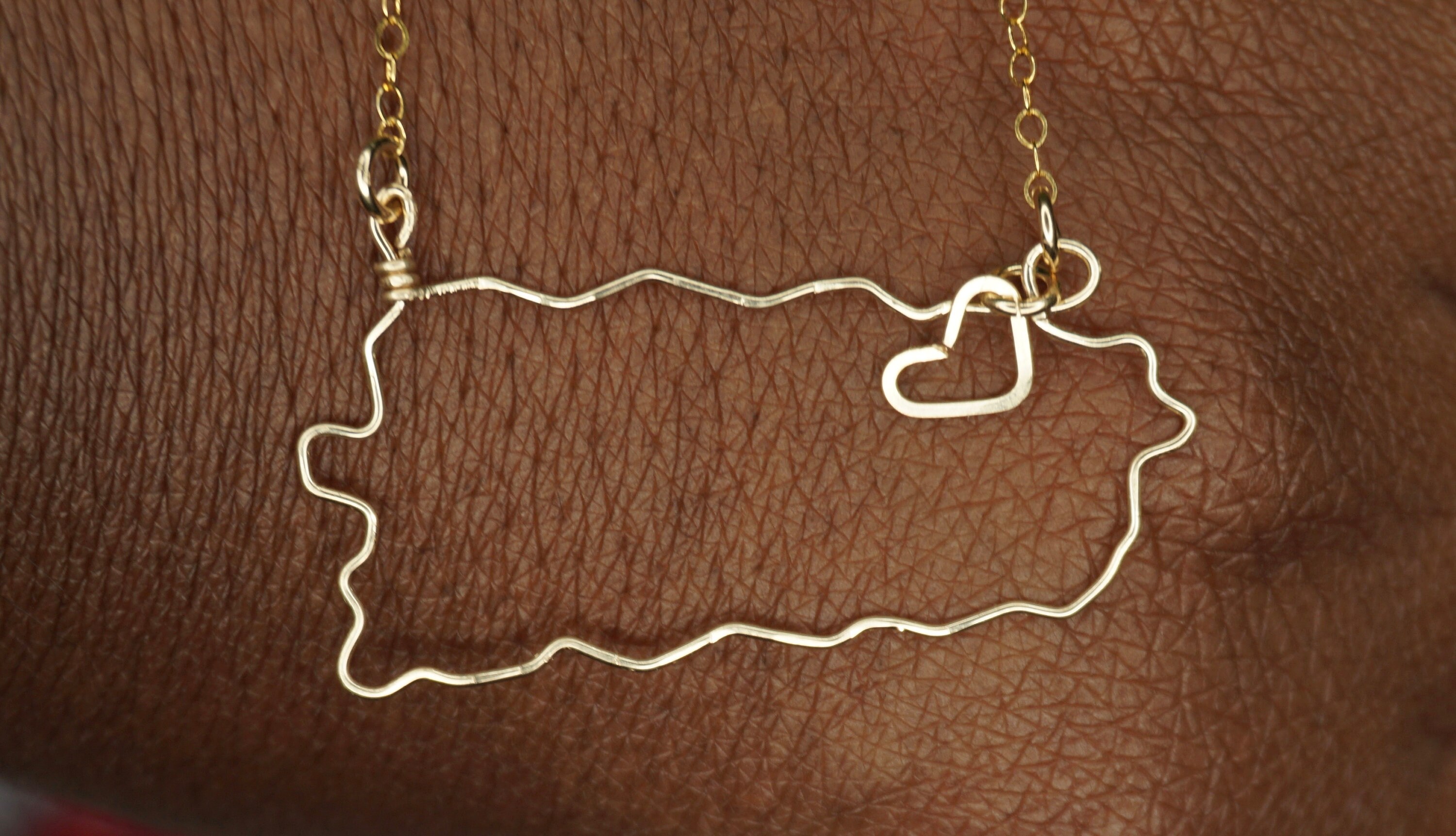 Map of Puerto Rico 14 K Gold Necklace, 14K Gold Necklace, Puerto Rico ...
