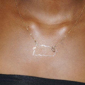 Map of Puerto Rico 14 K Gold Necklace, 14K Gold Necklace, Puerto Rico ...