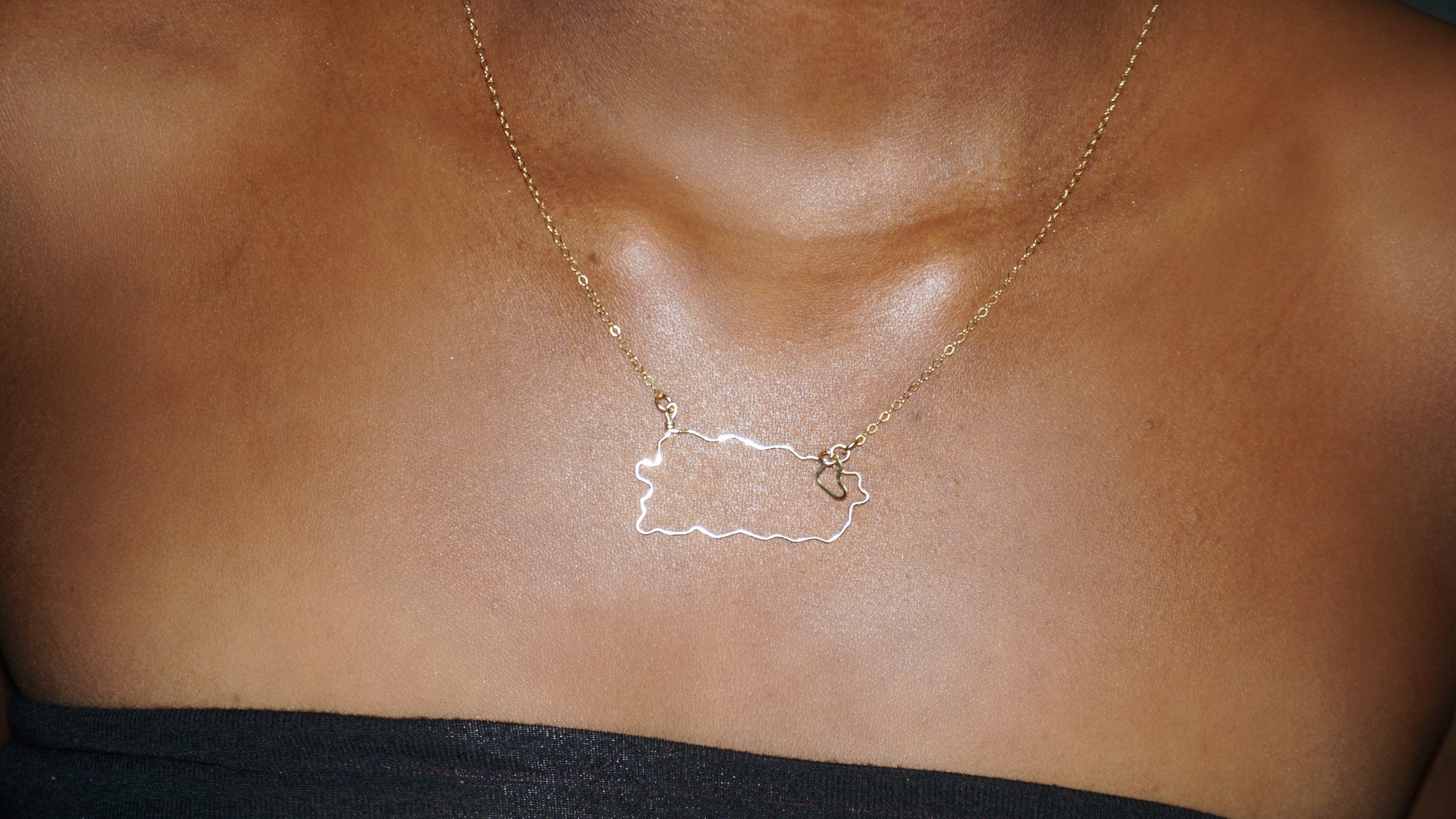Map of Puerto Rico 14 K Gold Necklace, 14K Gold Necklace, Puerto Rico ...