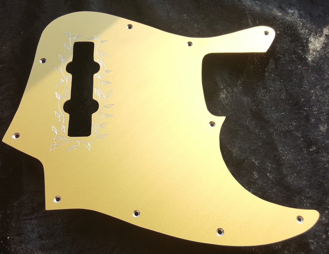 Engraved Jazz Bass Pickguard in Gold Anodised Aluminium Fits FENDER USA ...