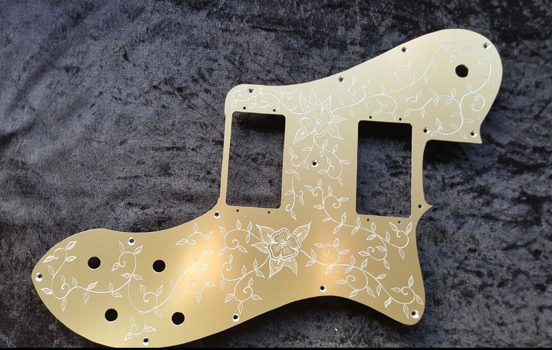 Telecaster 72 Deluxe Hand Engraved Aluminium Pickguard in Black, Gold ...