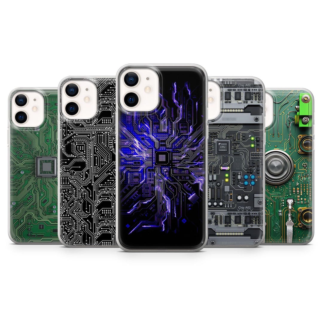 Circuit Board Phone Case Chip Cover for iPhone 16 Pro Max, 15 Plus, 14 ...