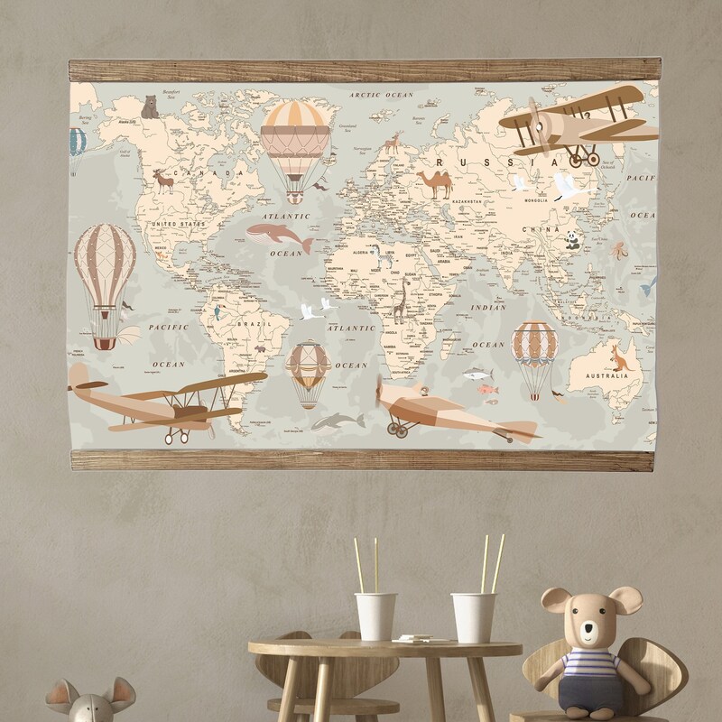 World Map Fabric - Etsy