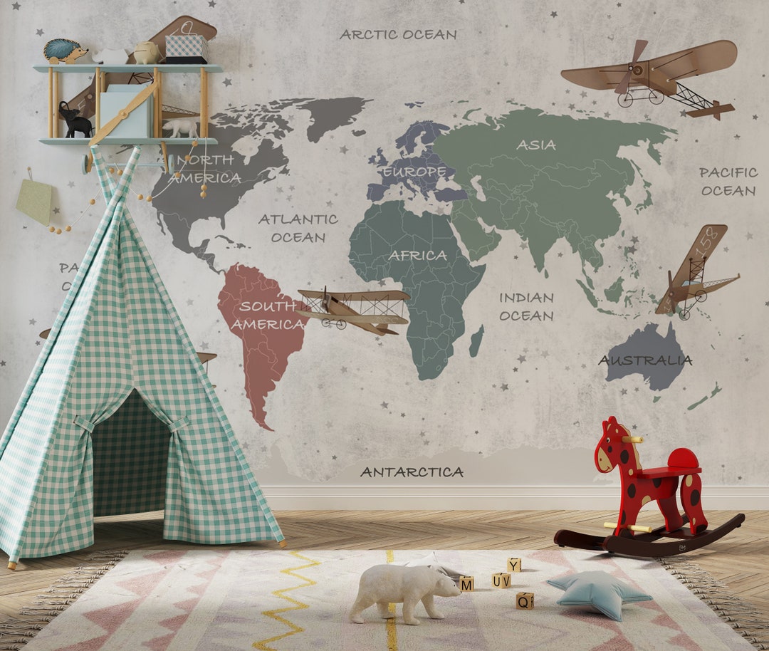 Child Map Wallpaper Peel and Stick Removable Self Adhesive - Etsy