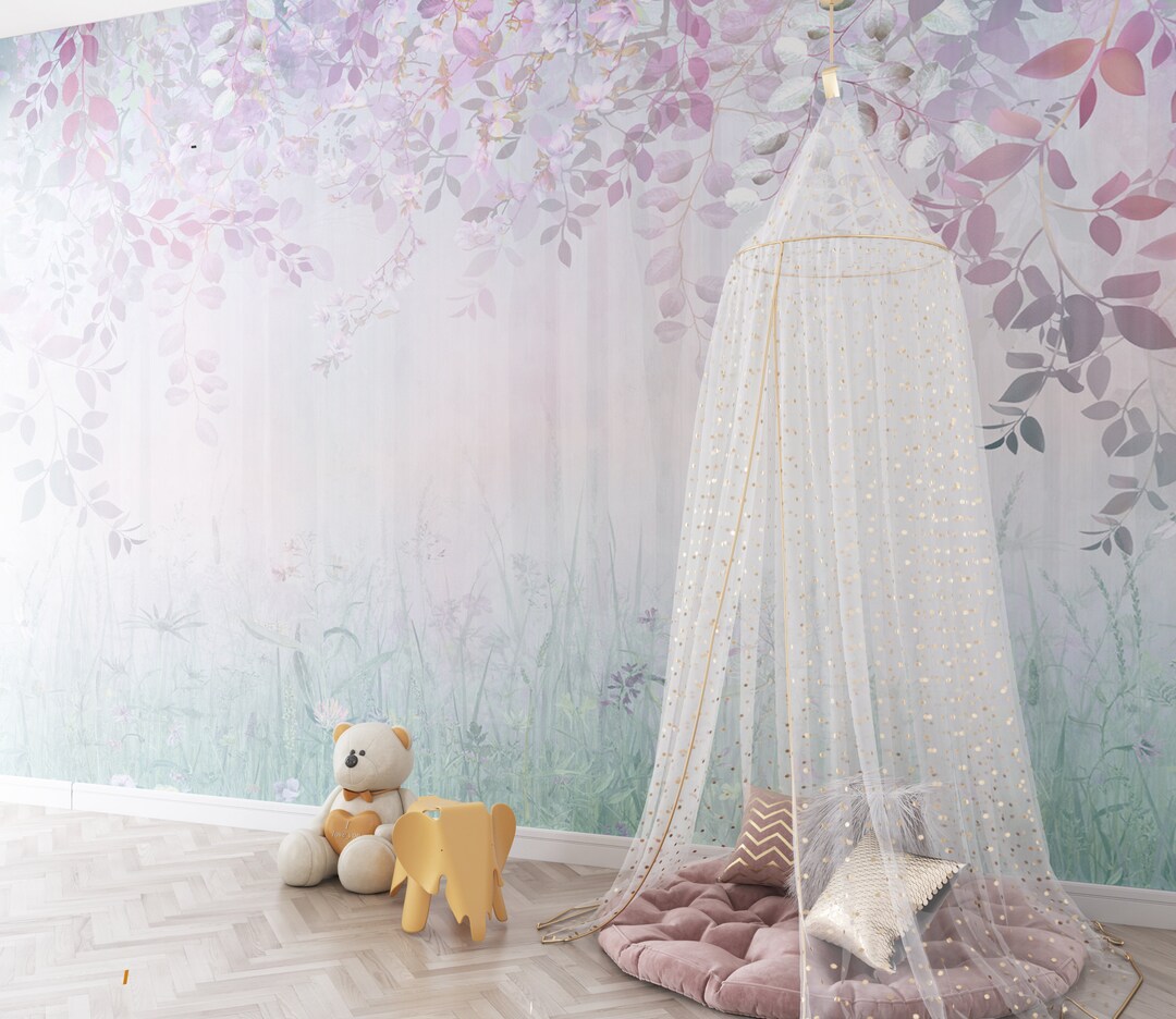 Pink Floral Wallpaper Nursery Flower Wallpaper Peel & Stick - Etsy