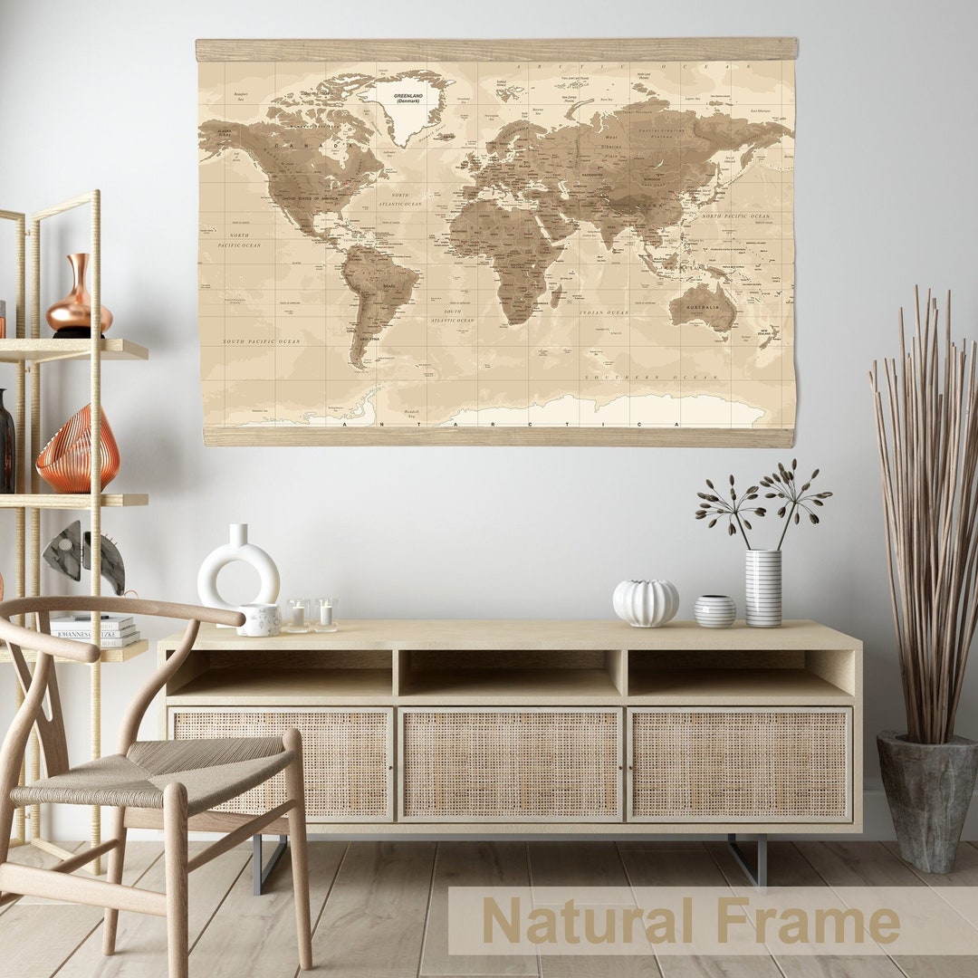 Large Vintage Wolrd Map Canvas Tapestry Age of Discovery Map Wall Art ...