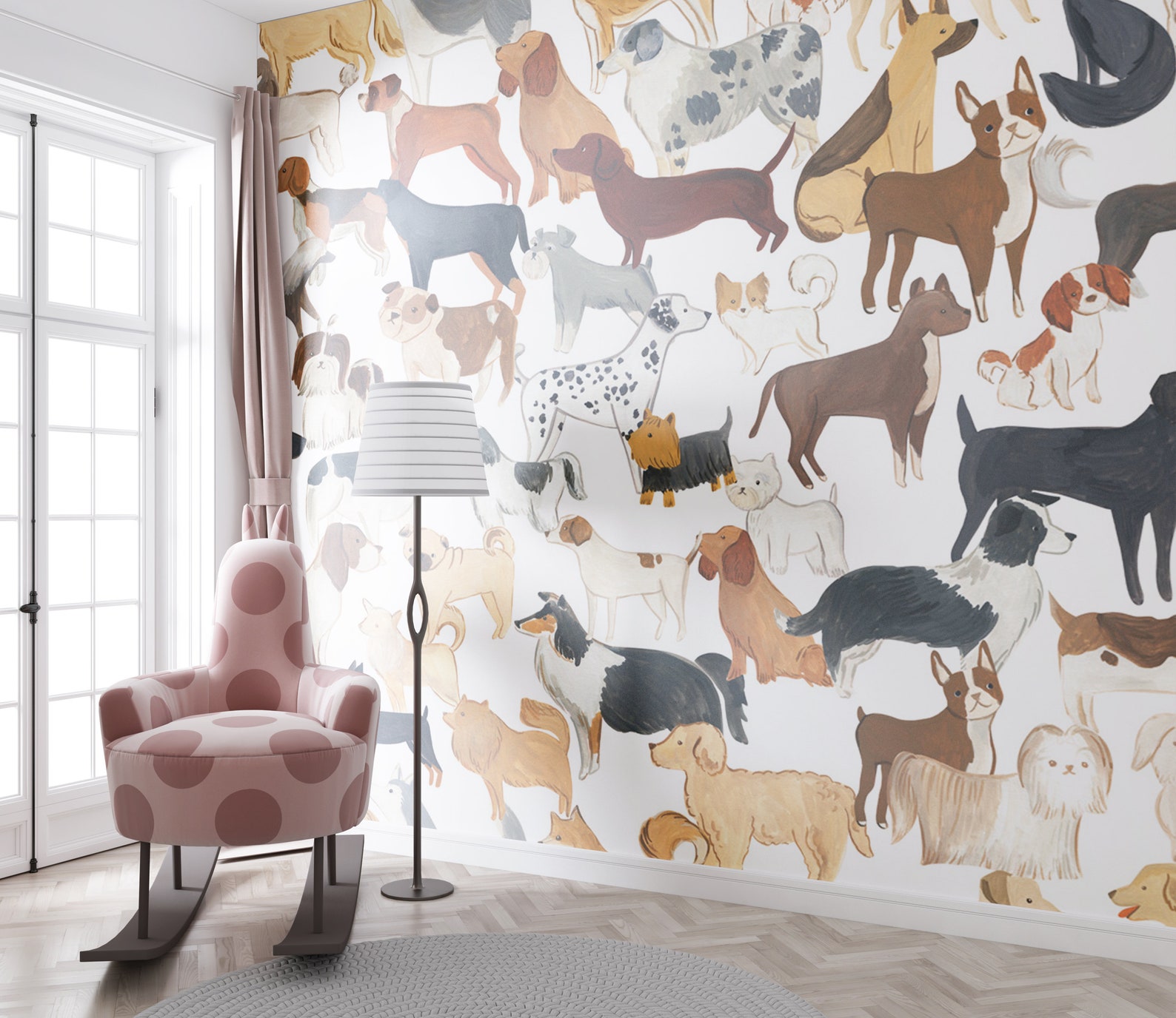 Nursery Pets Wallpaper / Kids Wallpaper / Animal Wallpaper / Dog Peel ...