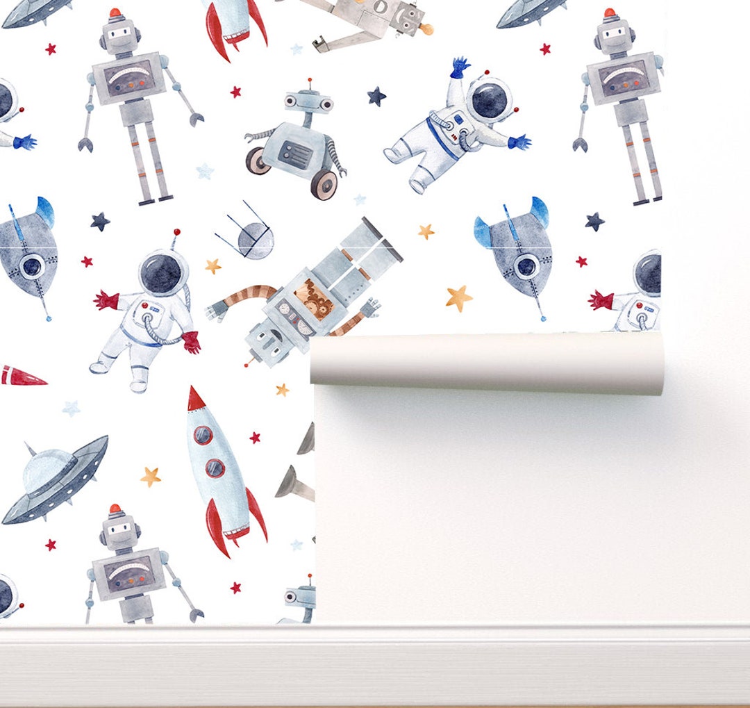 Kids Wallpaper - Peel and Stick Space Themed, Planets Astronaut Space ...