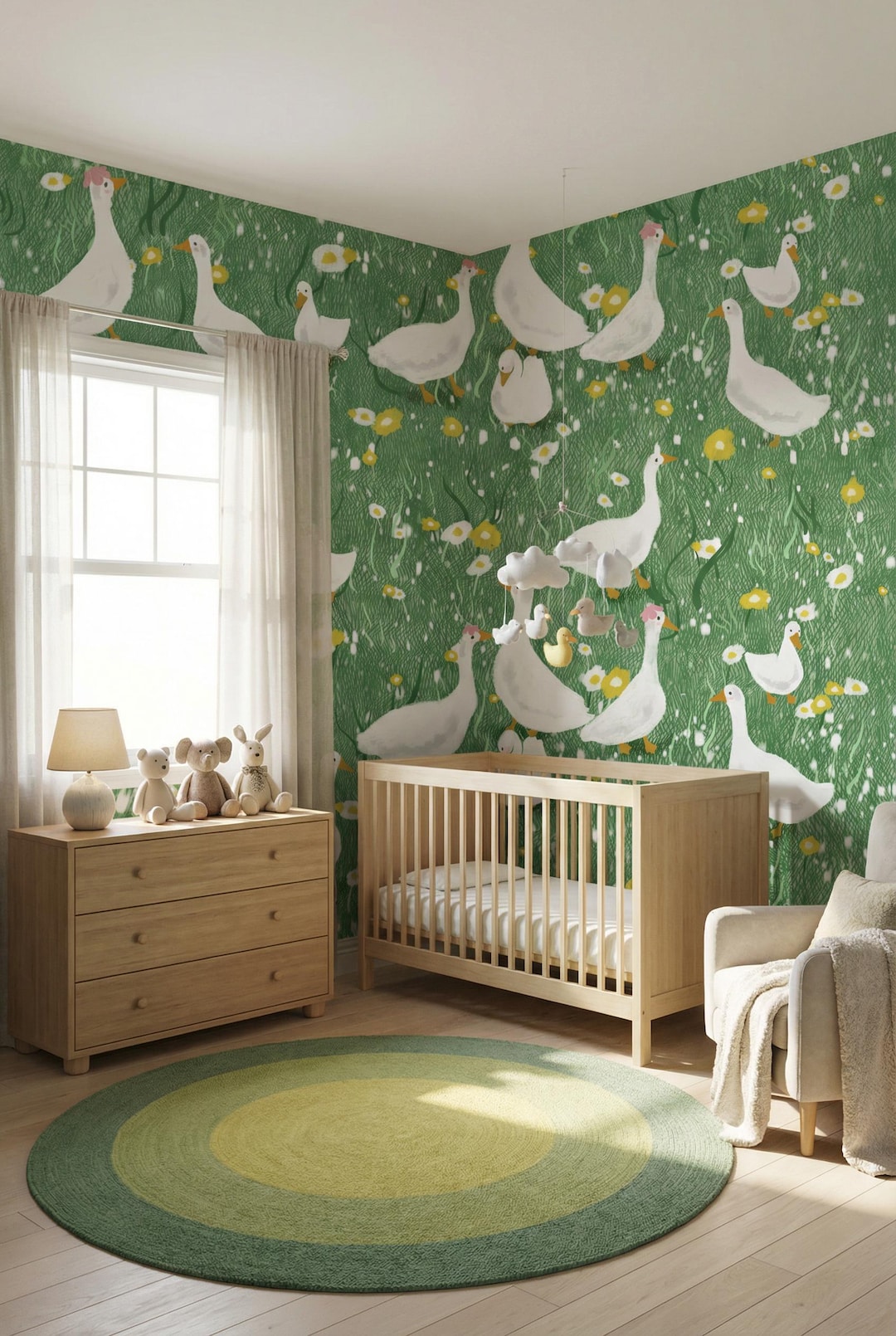 Goose Animals Wallpaper: Vintage Animals Nursery Peel and Stick Mural ...