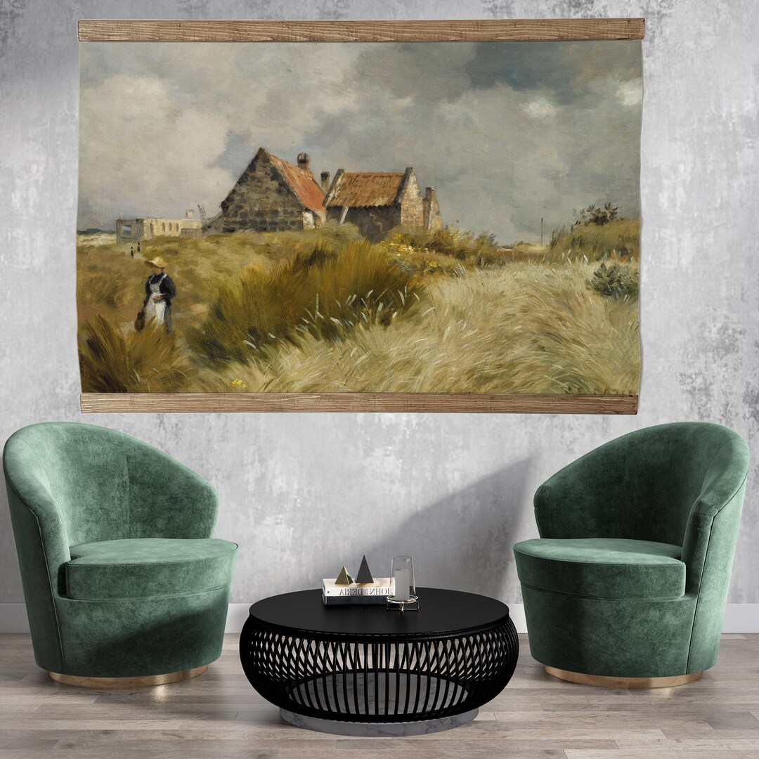 Vintage Farmhouse Tapestry, Barn Scenery Print Canvas, Farmhouse Decor ...
