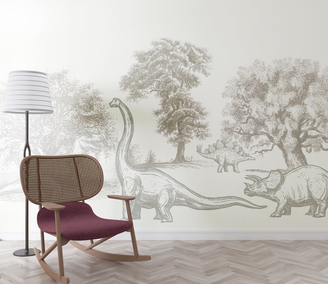 Dino Design Wallpaper for Kids Prehistory Dinosaurs - Etsy
