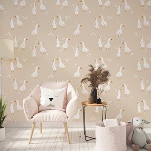Goose Wallpaper, Kids Room Wallpaper, Nursery, Animal Wallpaper, Kids ...