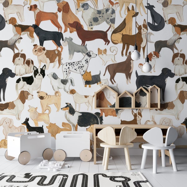 Dog Wallpaper Color Pop Doodle Dog Peel and Stick Removable Woven ...