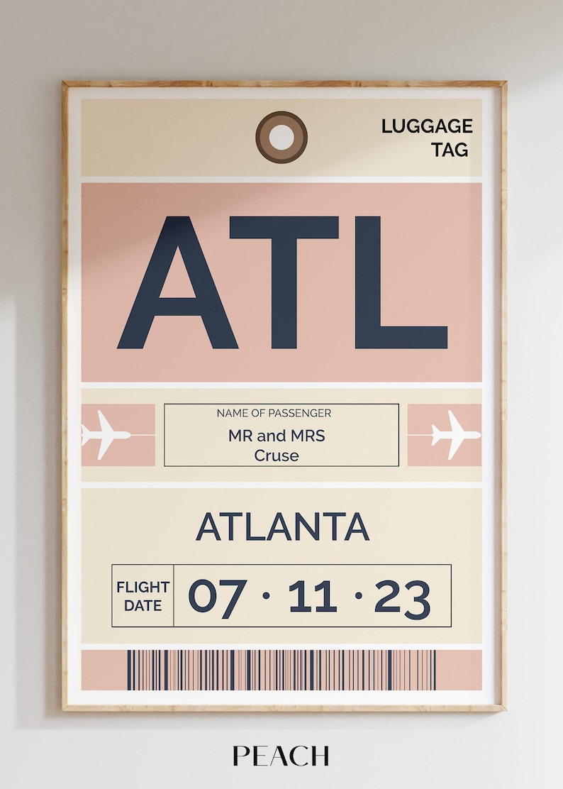 Personalized Airport Code Luggage Tag Poster: Travel Wall Art - Etsy