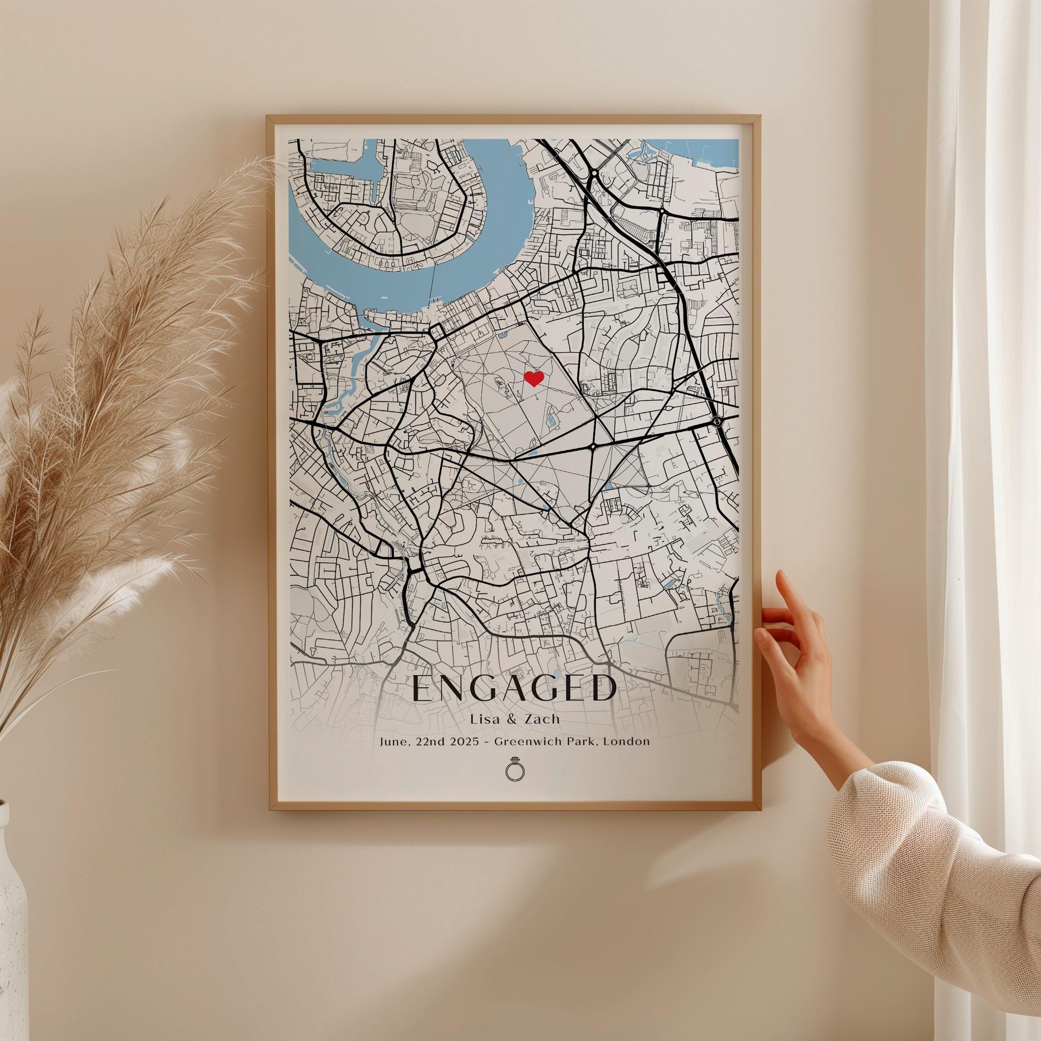 Personalised Couple Map With Photo - Engagement Gift, Map Prints Any ...