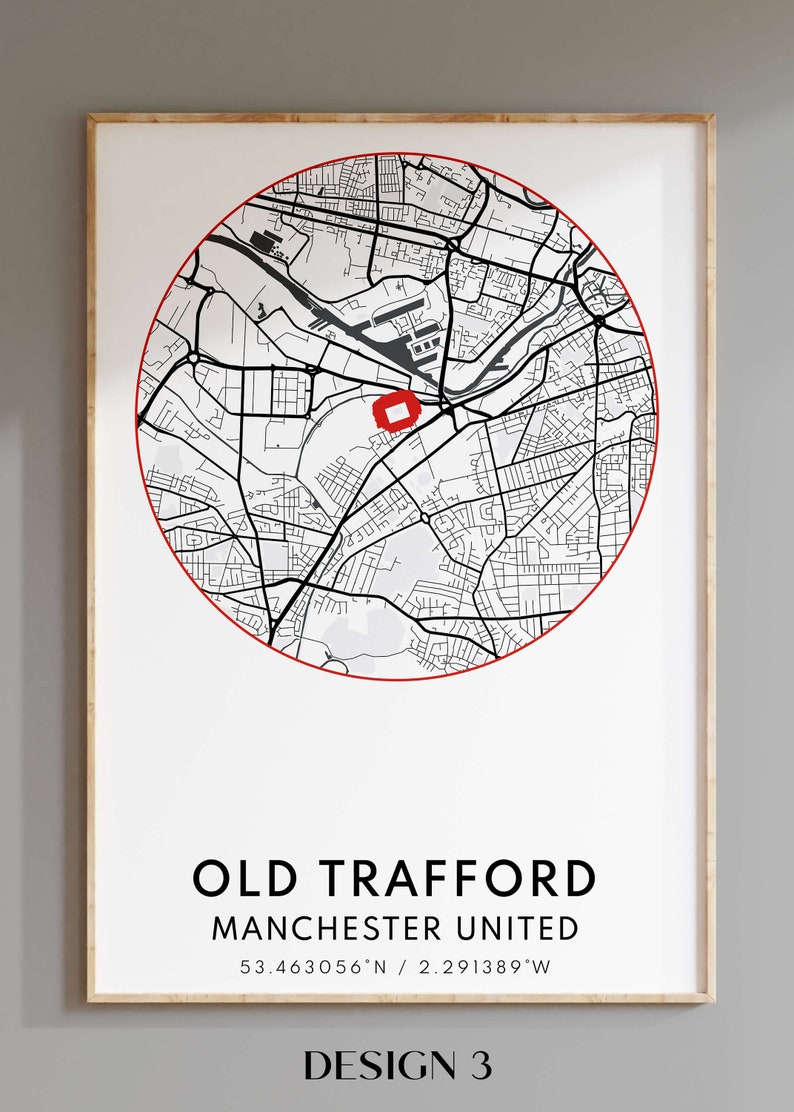 Manchester United Stadium Map Print: Old Trafford Giclée Art - Etsy UK