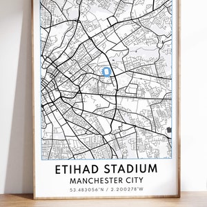 Etihad Stadium Map Print: Manchester City FC Gift - Etsy