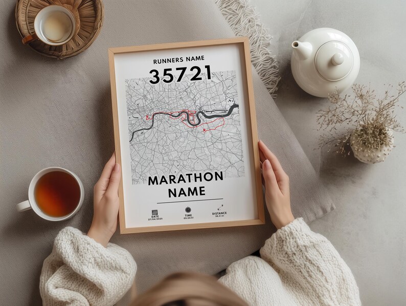 Personalised Marathon Map • Custom Race Route Print • Marathon Finisher ...