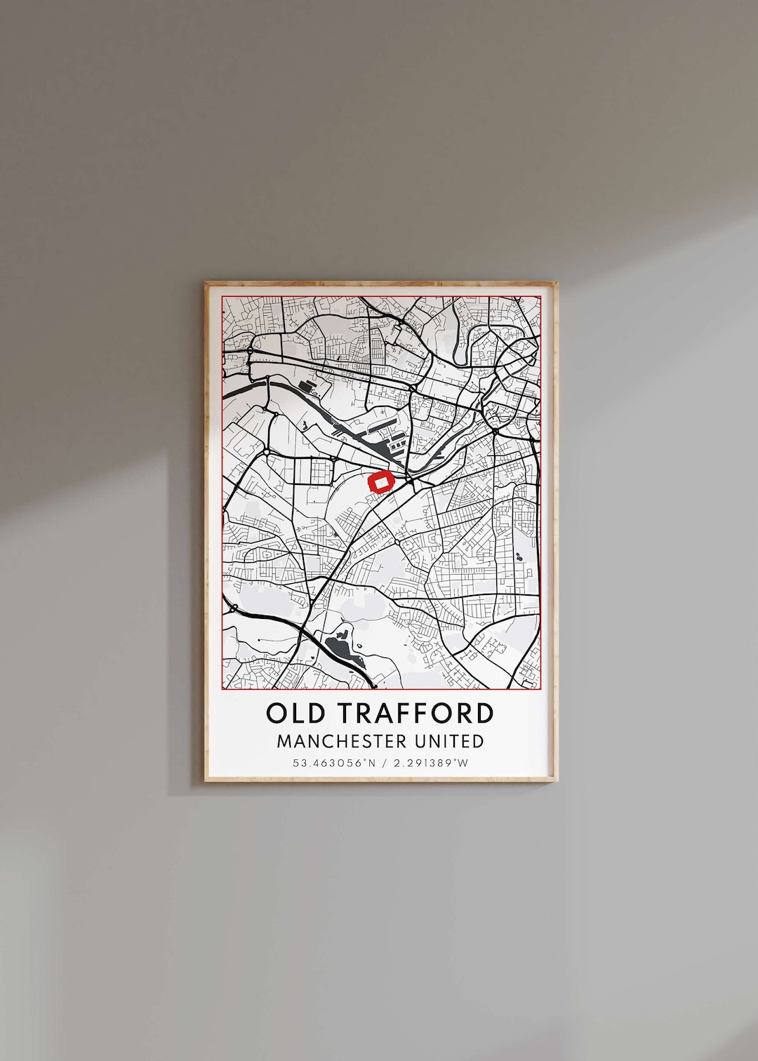Manchester United Print, Old Trafford Print, Stadium Print, Map Prints ...