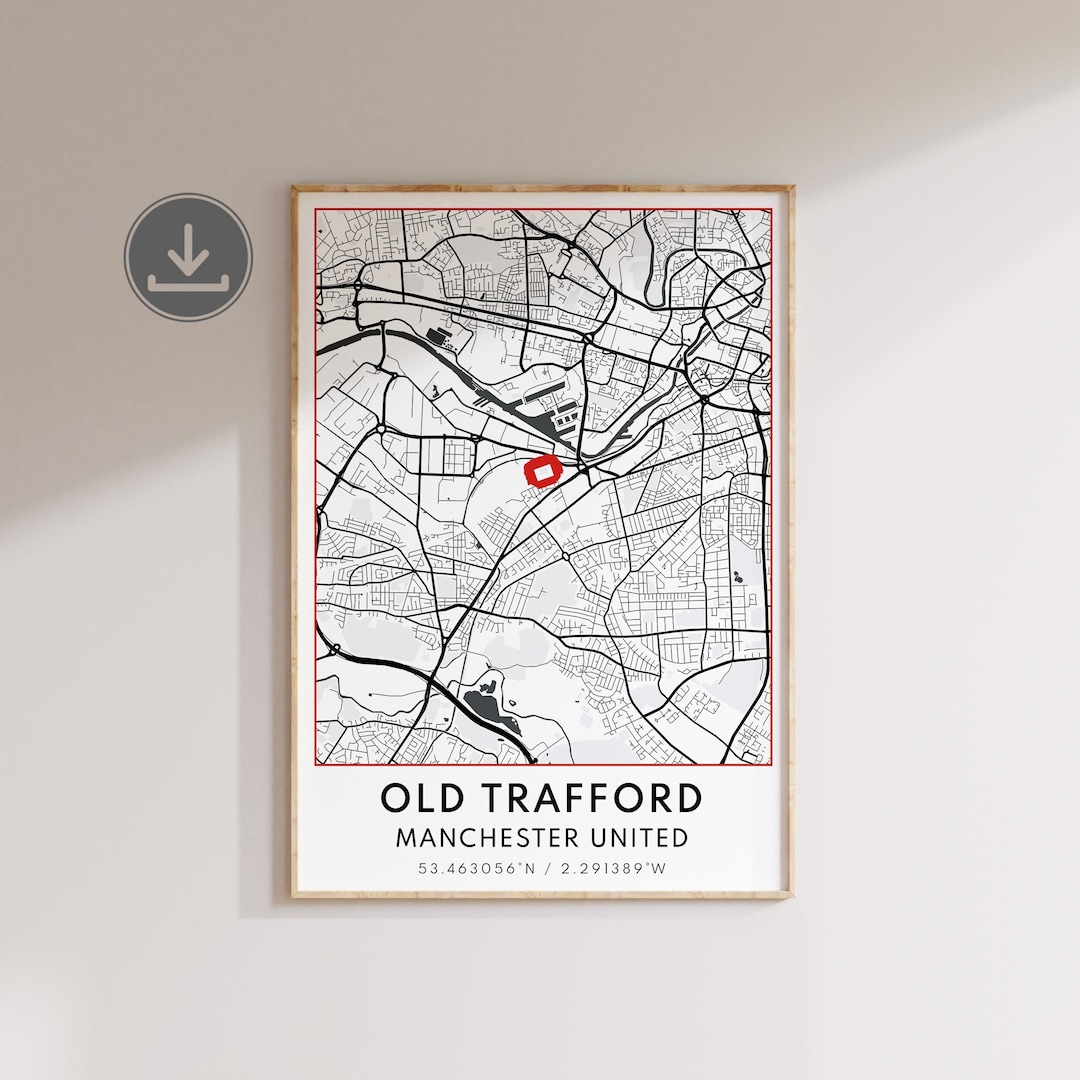 Manchester United Old Trafford Stadium Map Art (digital Download) - Etsy