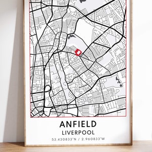 Liverpool FC Print, Anfield Stadium Print, Stadium Print, Map Prints ...