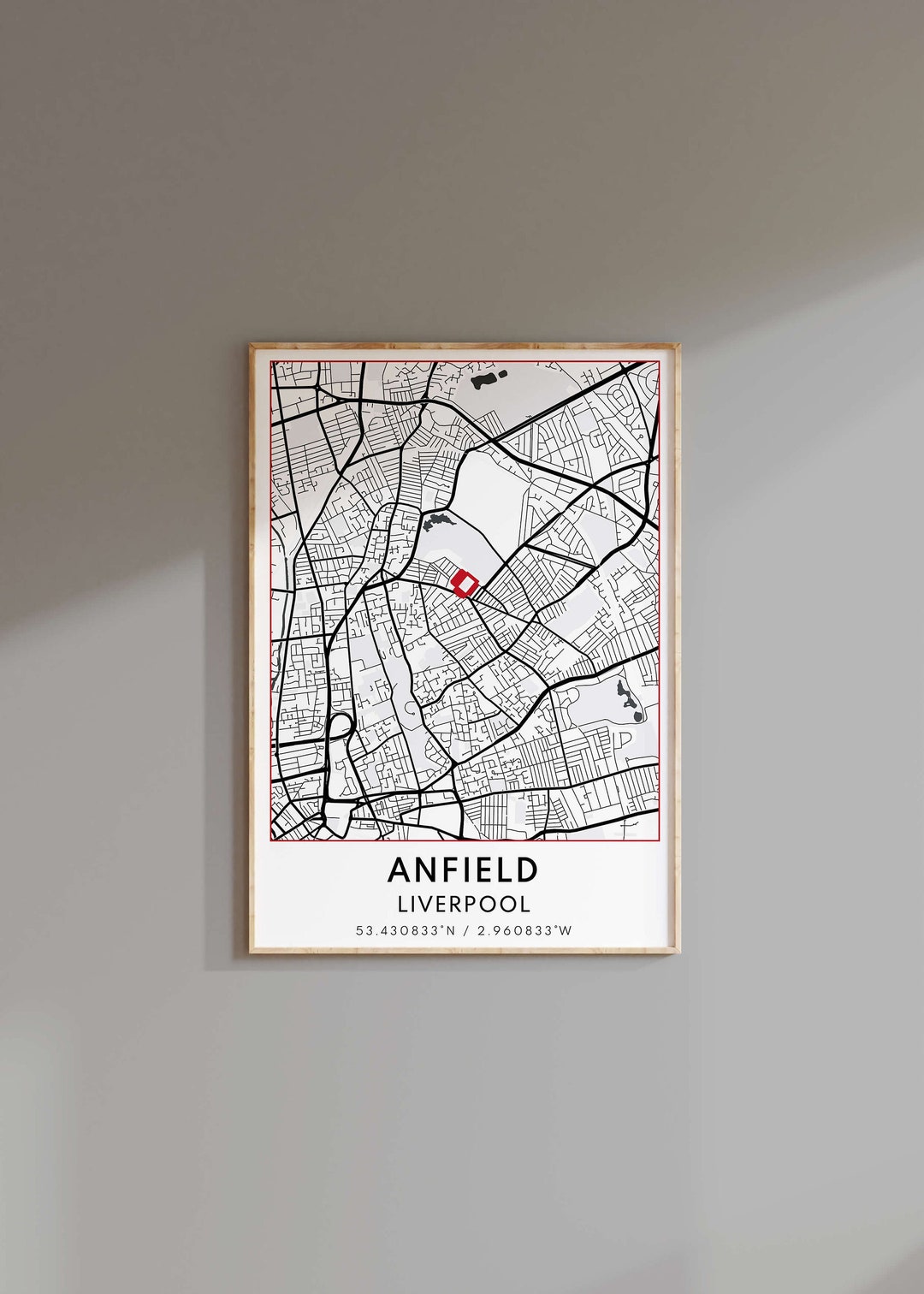 Liverpool FC Print, Anfield Stadium Print, Stadium Print, Map Prints ...