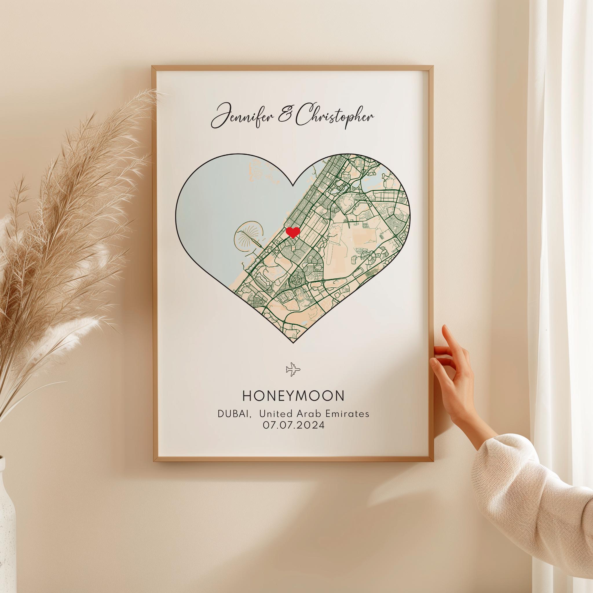 Custom Engagement Map Print – Personalized Engagement Gift for Couple ...