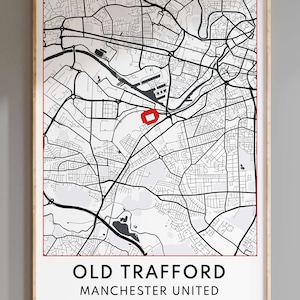 Manchester United Print, Old Trafford Print, Stadium Print, Map Prints ...