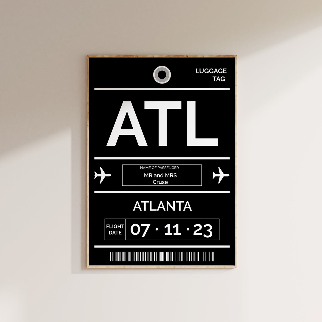 Personalized Airport Code Print: Custom Luggage Tag Travel Poster - Etsy