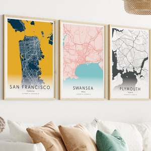 Digital Custom Map Prints, Any Location, Digital City Map, Printable ...