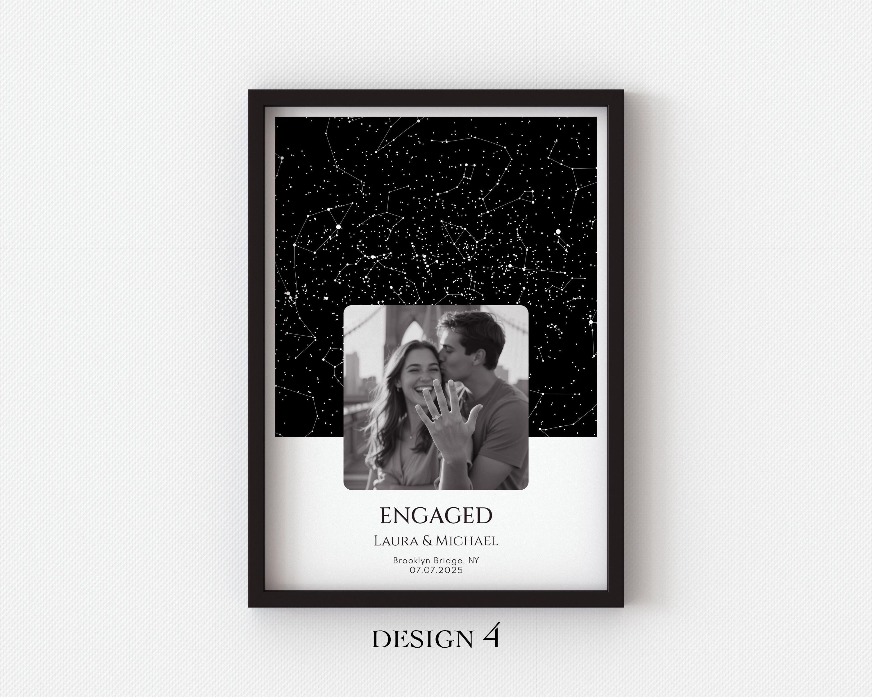 Personalized Engagement Gift for Couple • Star Map With Photo • Custom ...