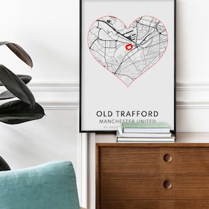 Manchester United Print, Old Trafford Print, Stadium Print, Map Prints ...