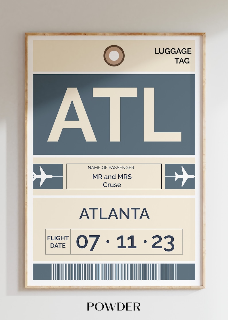 Personalized Airport Code Luggage Tag Poster: Travel Wall Art - Etsy
