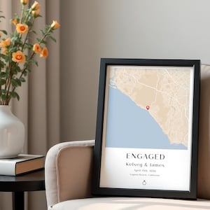 Engagement Gift for Couple • Where We Got Engaged Map • Personalized ...