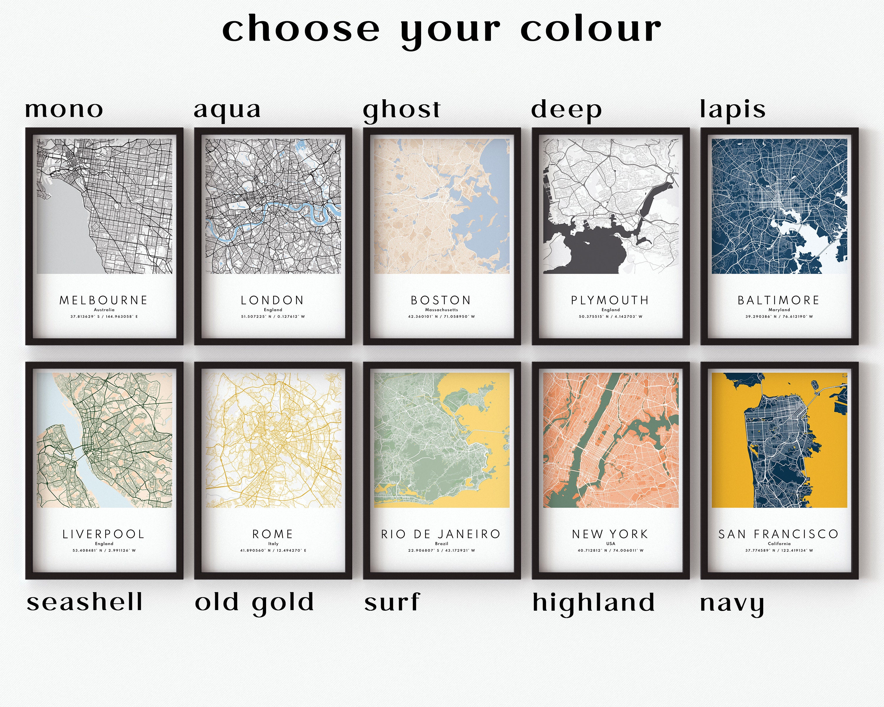 Personalised Map Wall Art, Custom Any Location Map, City Wall Art, City ...
