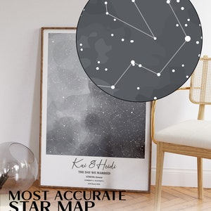 Personalised Star Map Print, Wedding Night Sky, the Day We Married ...