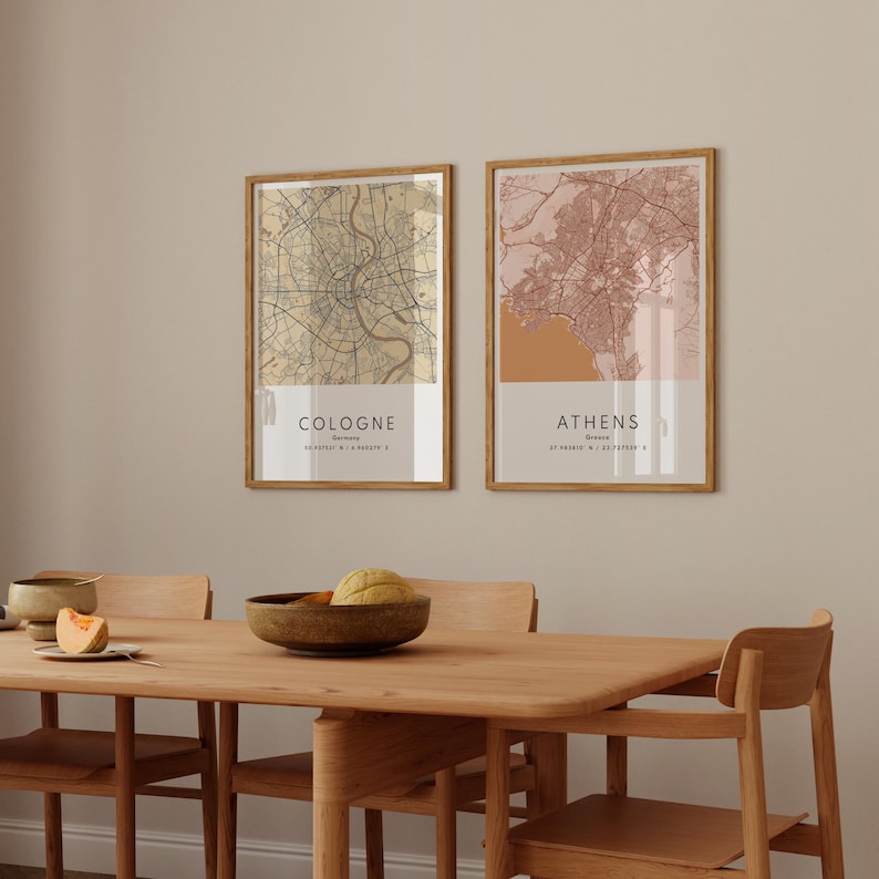 Personalised Map Wall Art, Custom Any Location Map, City Wall Art, City ...