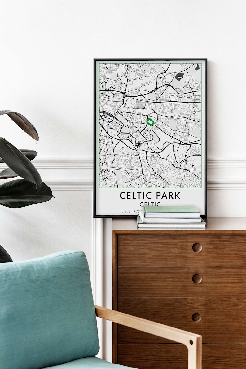 Celtic Park Stadium Map Art Print: Football Club Gift - Etsy