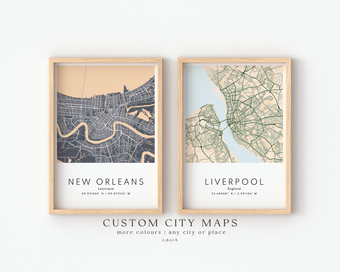 Personalised Map Wall Art, Custom Any Location Map, City Wall Art, City ...