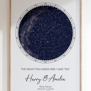 Personalized Star Map Print by Date, Custom Night Sky Poster, Gift for ...