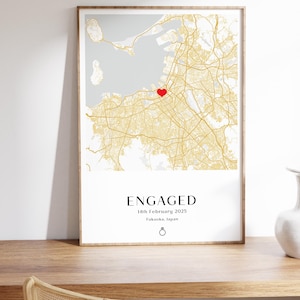 Engagement Gift for Couple • Where We Got Engaged Map • Personalized ...