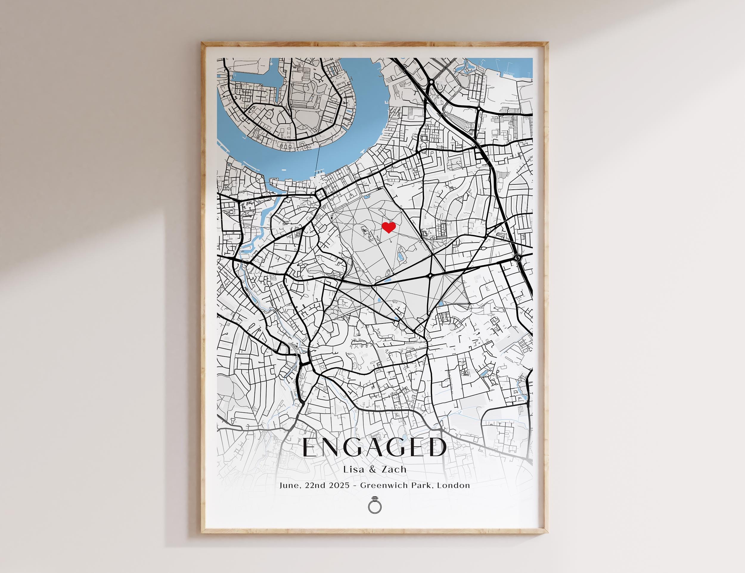Personalised Couple Map With Photo - Engagement Gift, Map Prints Any ...
