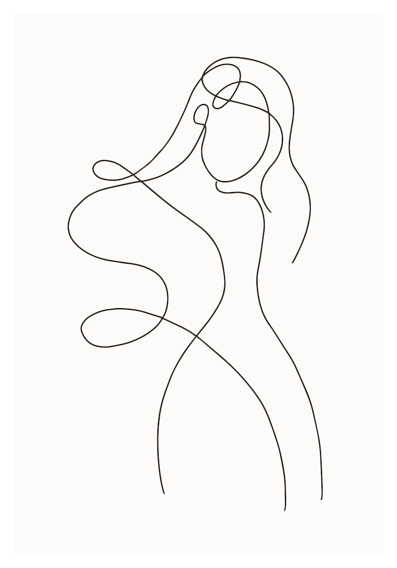 Line Art Frau Silhouette Zeichnung Minimalistische - Etsy Line Art Frau Silhouette Zeichnung Minimalistische - Etsy