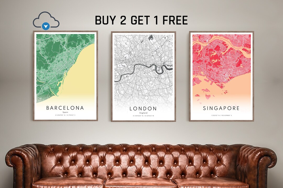 Digital Custom City Maps, Any City Map, Hometown Print, Any City, Map ...