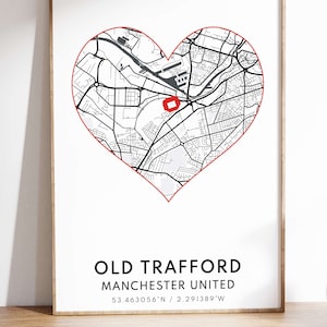 Manchester United Print, Old Trafford Print, Stadium Print, Map Prints ...