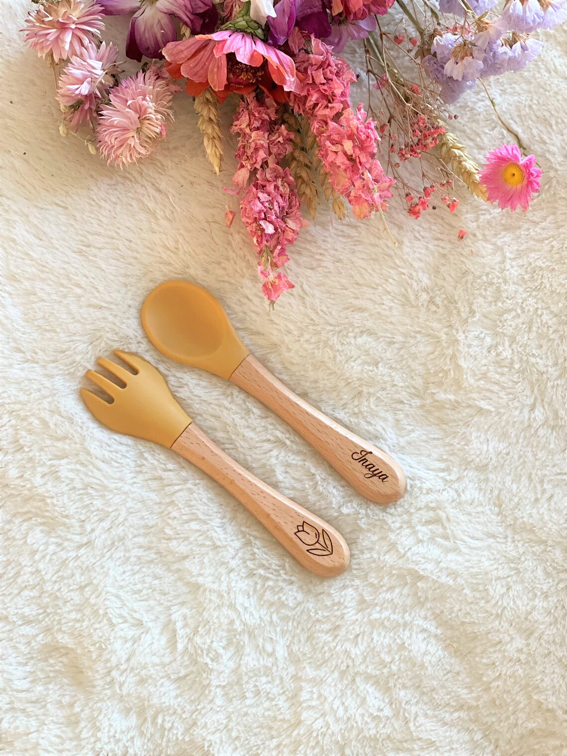 Set couverts bébé personnalisés /Fourchette et cuillère en - Etsy France