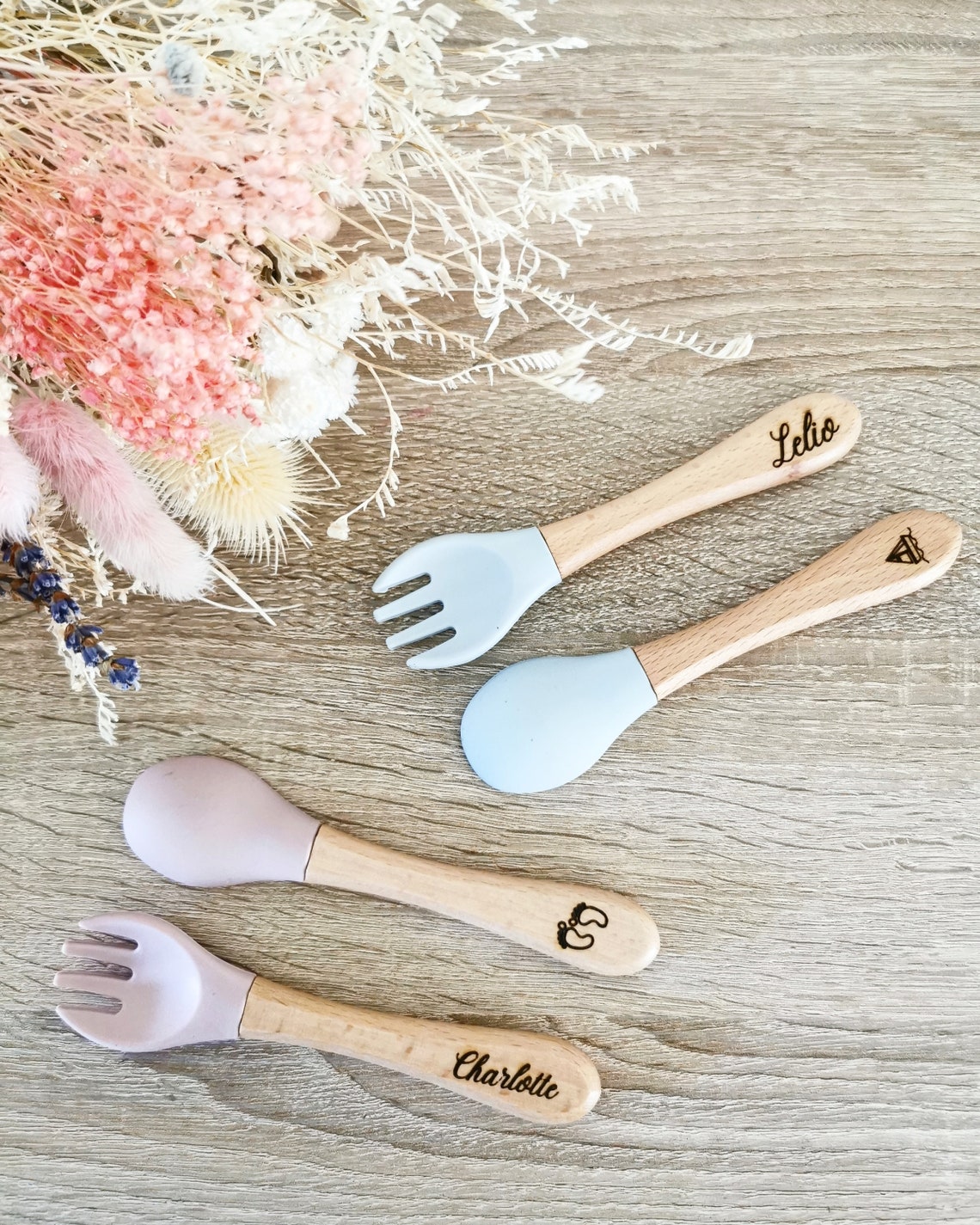 Set couverts bébé personnalisés /Fourchette et cuillère en | Etsy