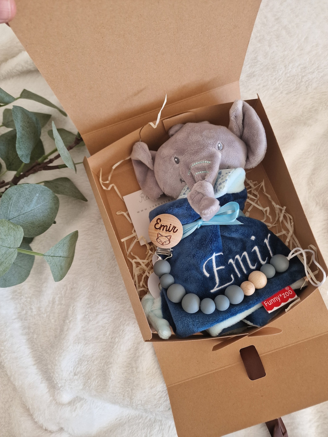 Birth Gift Box With Personalized Cuddly Toy and Pacifier Hook - Etsy